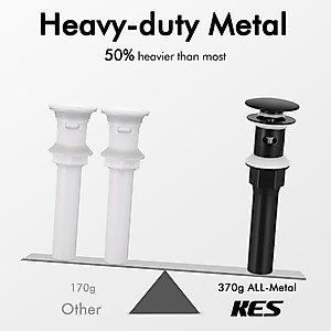 KES Bathroom Sink Drain with Strainer Basket Hair Catcher Anti Clog Pop Up Drain Stopper Vanity Vessel Sink with Overflow, Matte Black S2013A-BK