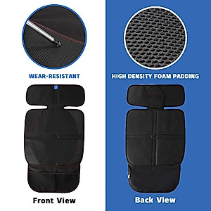 funbliss Car Seat Protector for Child Car Seat,Auto Seat Cover Mat for Under Carseat with Thickest Padding to Protect Leather & Fabric Upholstery,PVC Leather Reinforced Corners