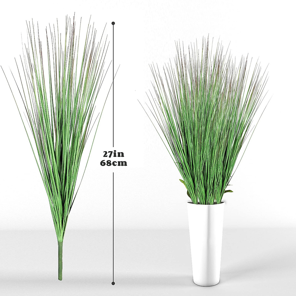 BANNINEO 27" Artificial Plants Greenery Wheat Grass for Indoor Outdoor, UV Resistant Realistic Faux Fake Shrubs Plant Onion Grass for Home, Office, Living Room, Garden, Patio(6-Pack)