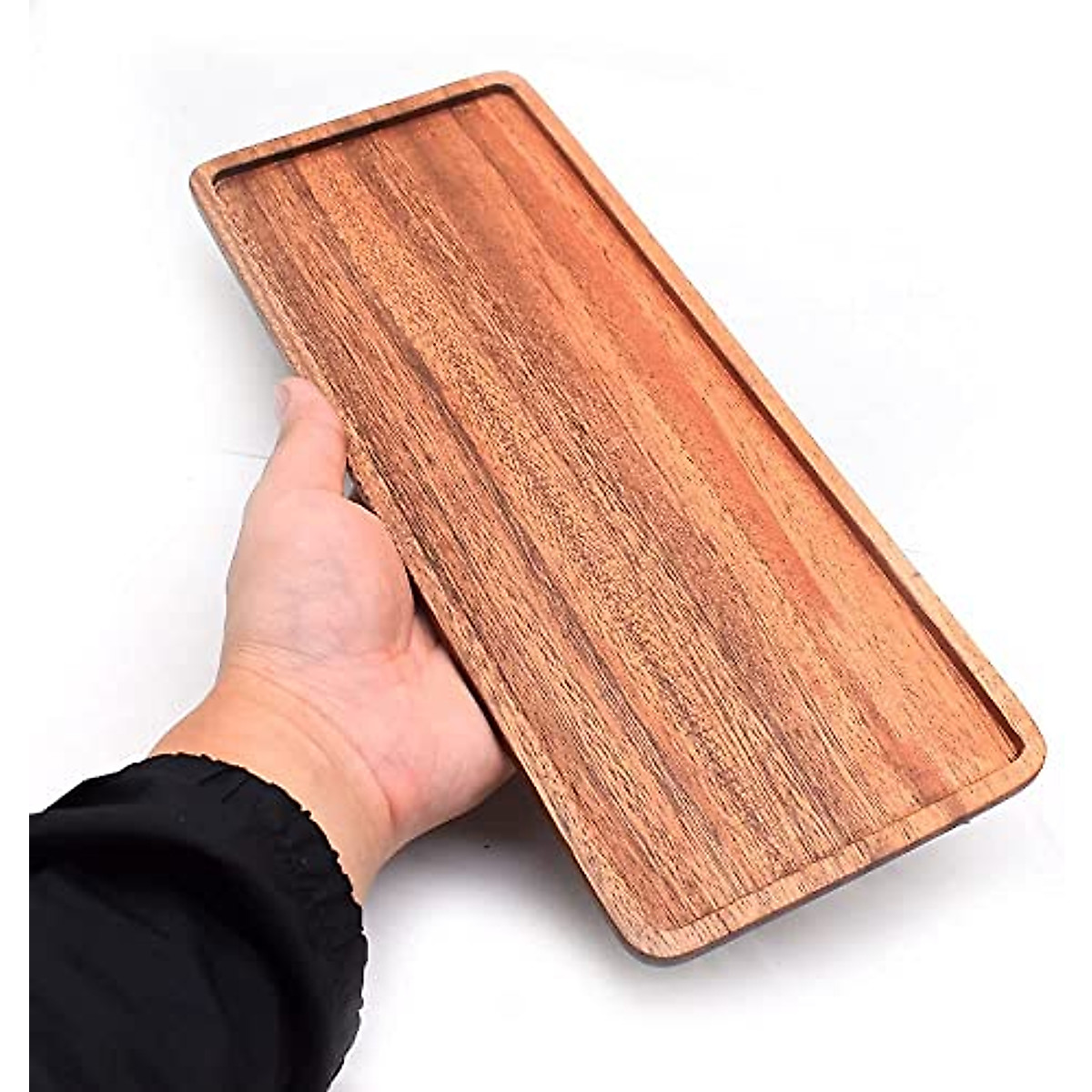 YUANQIAN Solid Acacia Wood Serving Trays Rectangular Wooden Serving Platters for Home Decor, Food, Vegetables, Fruit, Charcuterie, Appetizer Serving Tray, Cheese Board(1Pcak,11.8 X 4.7 inch)