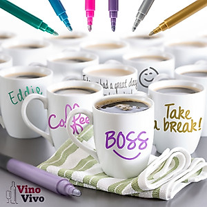 MEKBOK Wine Glass Markers - 6 Pack of Food Safe Non-Toxic Wine Glass Markers - Can also be used on ceramic plates and other glass and tableware