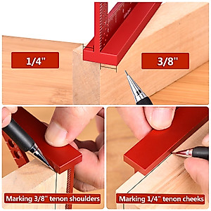 Small Square Tool with 0.7mm Mechanical Pencil Fixed Miter Angle Pin 90 Degree Mini Carpenter Square Precision Woodworking Machinist Measuring Square for Marking Gauge Furniture and Cabinet Making