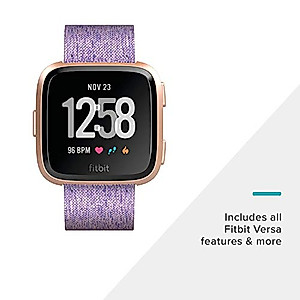 Fitbit Versa Special Edition Smartwatch with Woven Band - Lavender / Rose Gold (Renewed)
