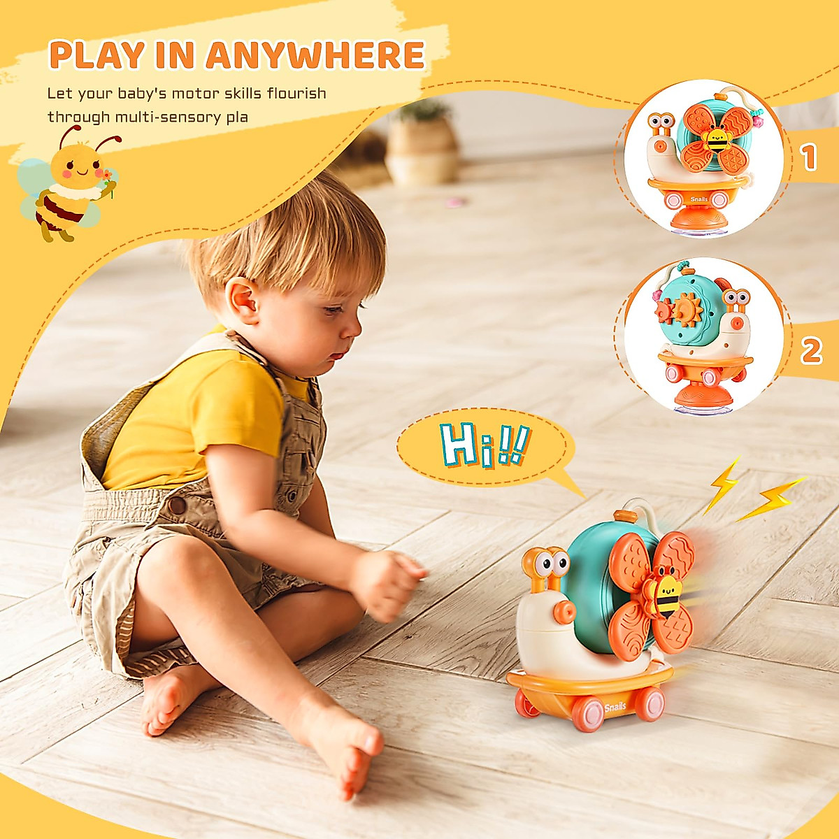 Augot Suction Cup Spinner Toys for Baby - Toddler Sensory Montessori Educational Fine Motor Skills Toys Learning Activities - Gifts for 3 Year Old Boys Girls Infant Bath Toys