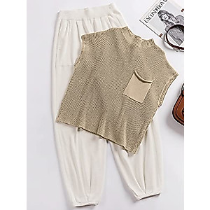 Caracilia Womens Two 2 Piece Outfits Lounge Sets 2023 Casual Fall Summer Fashion Matching Sweater Set Classy Comfy Sweatsuit Casual Cozy Knit Loungewear Set Airport Clothes ClothingC95A3qiankaqi-S