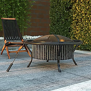 Amazon Basics Round Fire Pit - 39-Inch, Brushed Pewter