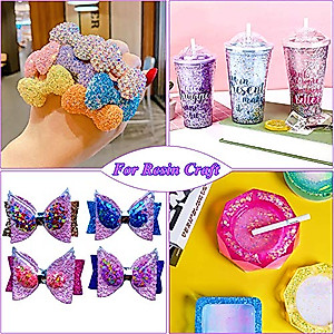 AurGun Craft Glitter, Confetti Holographic Shining Flakes Laser Thin Star Heart Glitter Sequin for Nail, Body Art, Epoxy Resin, Crafts, Jewelry Making, Cards, Festival Party Decoration and More