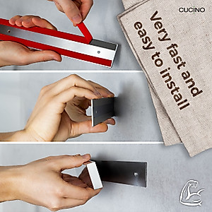 CUCINO Magnetic Knife Holder for Wall 10" No Drilling incl. Self Adhesive Tape - Extra strong Knife Holder - Awarded Knife Magnetic Strip - Made of Stainless Steel