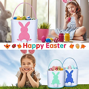Weewooday 6 Pieces Bunny Easter Basket Bags for Kids Reusable Shopping Bags Bunny Totes Eggs Hunt Bags for Egg Toys Hunts Party Favor, Fresh Style(Fresh Style)