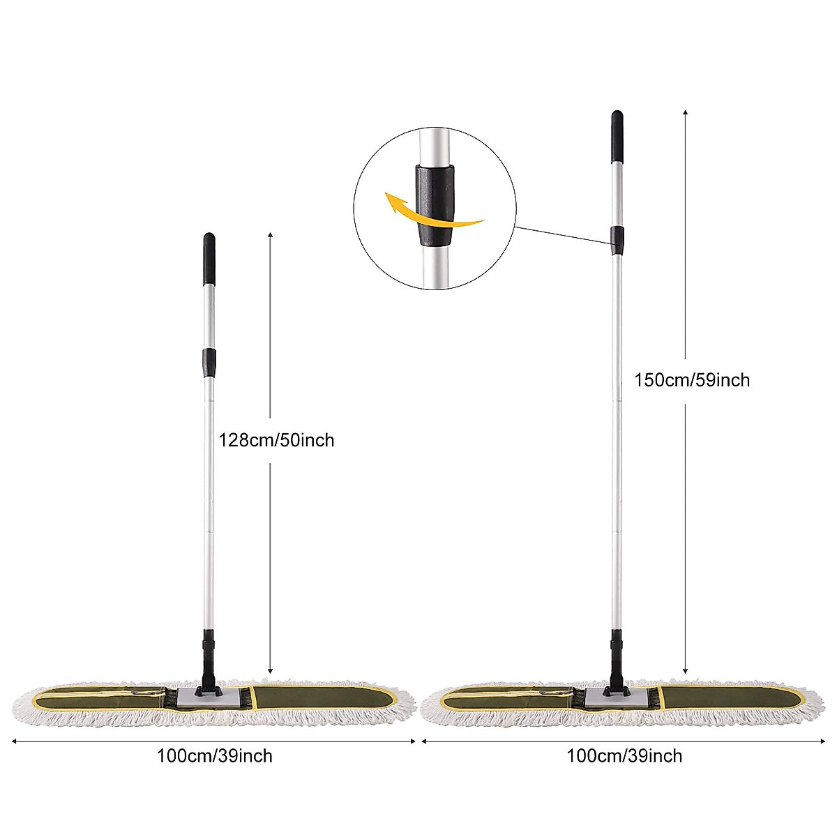 CLEANHOME 36" Commercial Dust Mops with 4 Washable Microfiber Mop Pads for Floor Cleaning Heavy Duty Hotel Company Household Cleaning Supplies for Hardwood, Tiles, Marble Floors