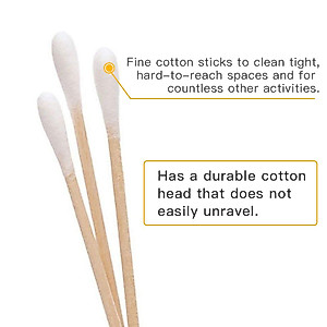 200 PCS Long Wooden Cotton Swabs, Cleaning Cotton Sticks with Wood Handle for Oil Makeup Gun Applicators, Eye Ears Eyeshadow Brush and Remover Tool, Cutips Buds for Baby and Home Accessories