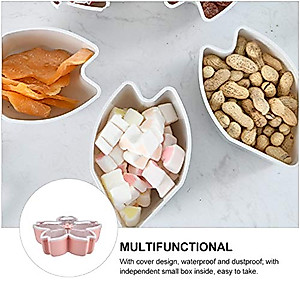 Cabilock Flower Snack Tray with Cherry Blossom Shape Fruits Box Compartment Dish Round Party Serving Tray Plastic Clear Fruits Veggie Plates Candy Container Pink