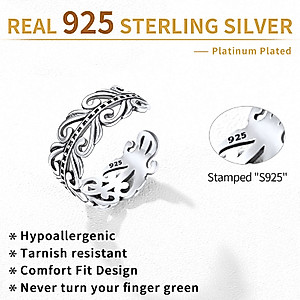 ChicSilver 925 Sterling Silver Ring 8mm Irish Celtic Knot Ring Eternity Wedding Band for Women Adjustable