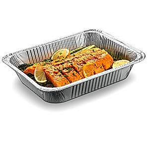 [30 Pack - 9"x13" Combo] Basix Disposable Aluminum Foil Meal Prep Cookware Half Size Containers With Foil Lids, Oven, Toaster, Grill, Cooking, Roasting, Broiling, Baking, Event, Take Out, Restaurant