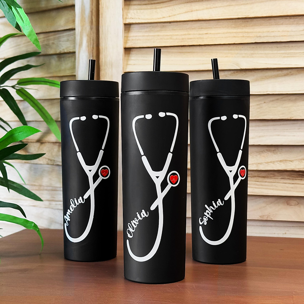 Personalized Skinny 16oz Tumbler for Nurses – Custom Gift for RN, LPN, ER or ICU Nurse – Graduation Present Idea, Thank You Present for Her – Nurse Week or Birthday Gift for Women