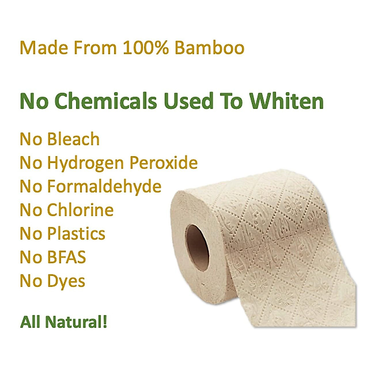 Purafide 100% Bamboo, thick 3-ply toilet paper, tree-free, unbleached, sustainable, 300 sheets per roll (TP 8 rolls)