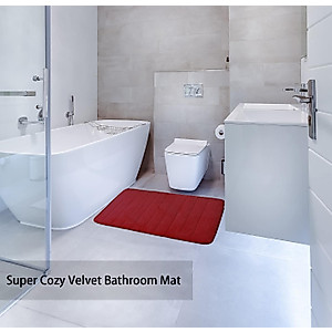 iMaylex Soft Memory Foam Bath Rug, Absorbent Luxury Bath Rug Mat, Quick Dry Bath Mat for Front Floor of Bathtub, Shower Floor and Toilet, Wine Red, 32" x 20"