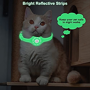 AirTag Dog Collar with AirTag Holder Case Integrated 2 Pack, Luminous Silicone Anti-Lost Apple Air Tag Dog Holder for Pet and 2 HD Protective Film Set (Neck 14-18.5")