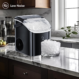 R.W.FLAME Portable Nugget Ice Maker Countertop, Pebble/Pellet Ice Maker Machine with Auto Self-Cleaning,11000Pcs/34Lbs/24Hrs, Ice Scoop and Basket,Ice Machine for Home Office Bar Party,Black