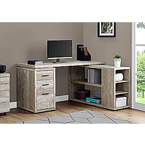 Monarch Specialties Computer Desk, Home Office, Corner, Left, Right Set-up, Storage Drawers, L Shape, Work, Laptop, Laminate, Beige, Contemporary, Modern