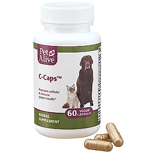 PetAlive C-Caps - All Natural Herbal Supplement Promotes Cellular and Immune System Health in Dogs and Cats - 60 Veggie Caps