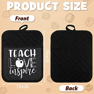 12 Pcs Christmas Teacher Appreciation Gifts Funny Pot Holders with Pockets Heat Resistant Potholder Teacher Oven Mitt Gift Cookies Oven Pads with Hanging Loop for Thanking Baking Cooking, 7 x 9 Inch