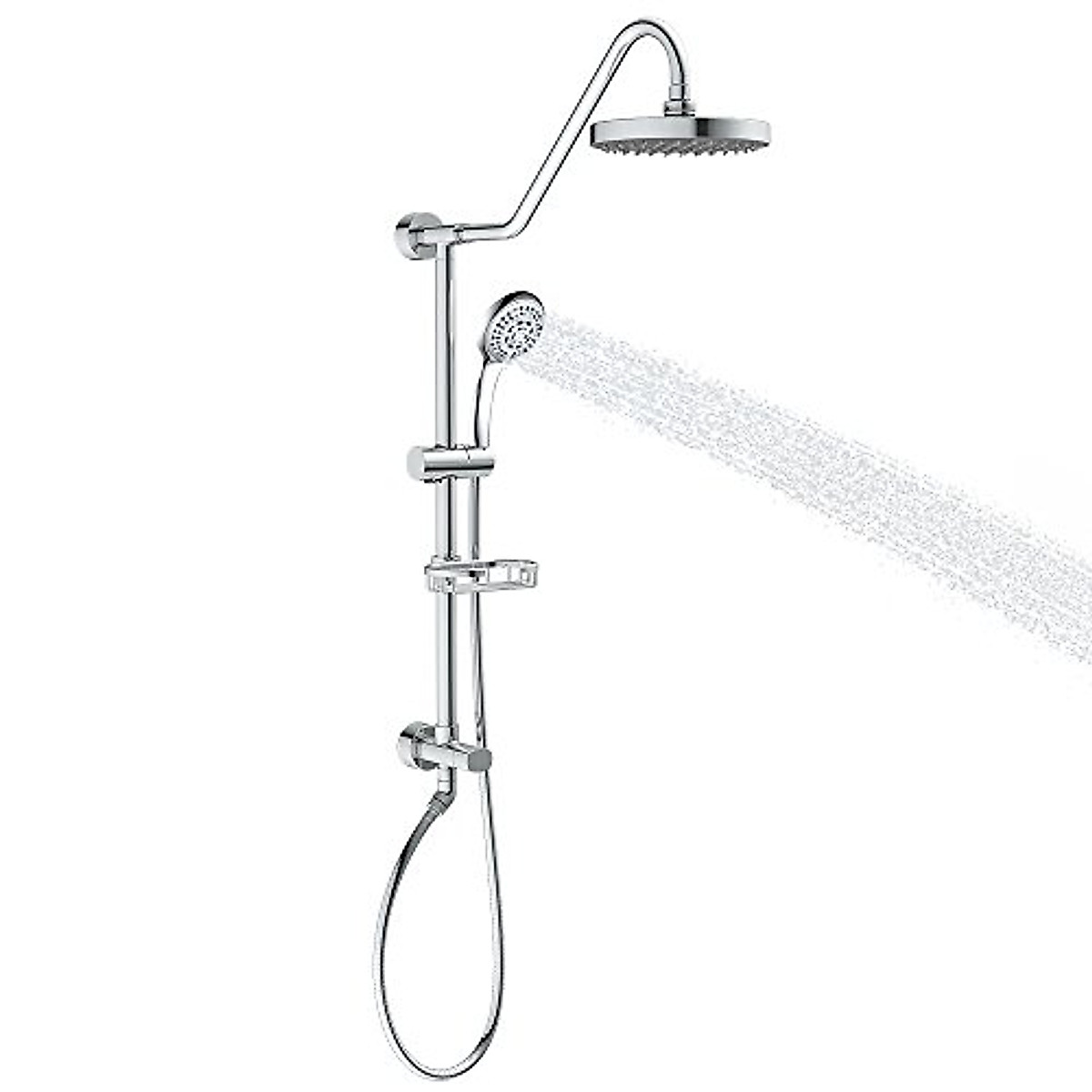 PULSE ShowerSpas 1011-III-CH Kauai III Shower System, with 8" Rain Showerhead, 5-Function Hand Shower, Adjustable Slide Bar and Soap Dish, Polished Chrome Finish