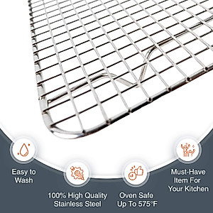 Tribal Cooking Cooling Rack - 8.5" x 12" - Cooling and Baking Rack - Oven Safe Wire Rack for Cookie Cooling, Baking with Sheet Pan - Large, Nonstick, and Stainless Steel