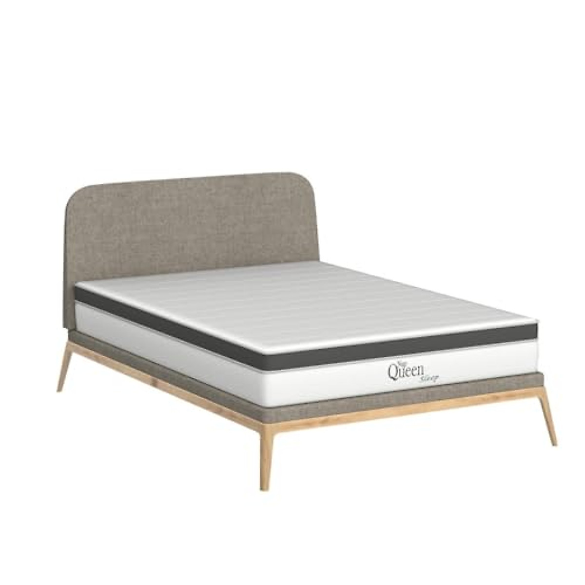 NapQueen 8 Inch Maxima Hybrid Mattress, Full Size, Cooling Gel Infused Memory Foam and Innerspring Mattress, Bed in a Box, White & Gray