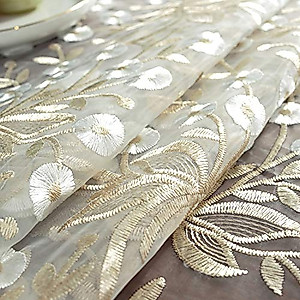 NC SUTAVIA Lace Patio tablecloths Embroidered Camping Table Cloth, Classic Rectangular Oblong Macrame Table Cover, for Kitchen Dining Picnic Coffee Table and Wedding Banquet (Gold, 60"×120")