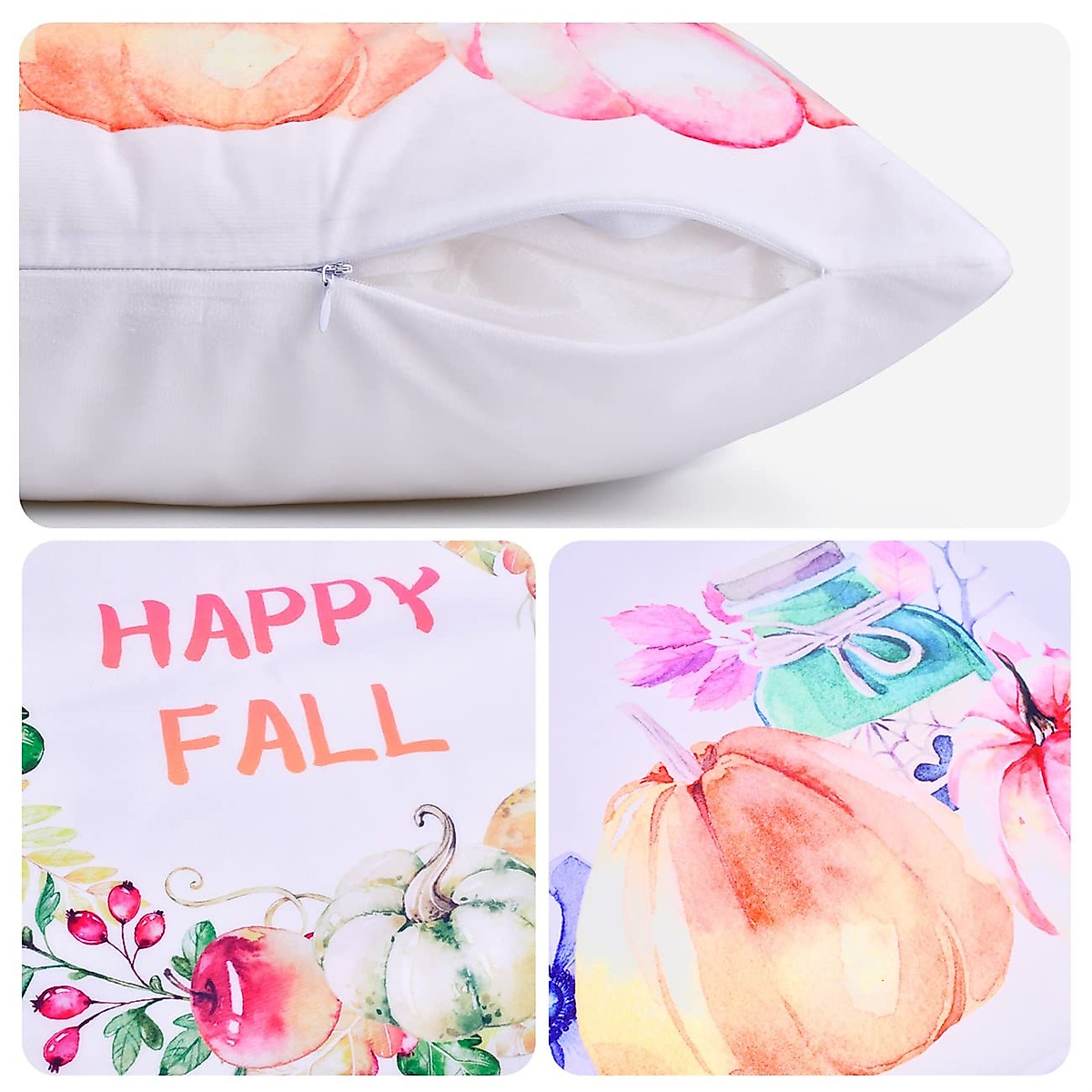 Fall Decor Thanksgiving Pillow Covers 18x18 Set of 4 Autumn Harvest Pumpkin for Sofa Couch,Gifts Fall Decorations for Home Harvest Christmas Thanksgiving Halloween Indoor Outdoor Garden