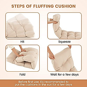 Giantex Outdoor Bench Cushion, 52 x 19.5 Inch Thick Tufted Patio Cushion Pads for Garden Sofa Settee Couch, Loveseat, Waterproof Patio Furniture Swing (Beige)