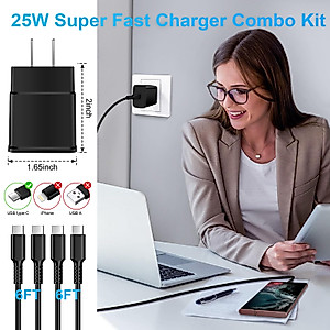 Super Fast Samsung Charger for Galaxy S24/S23/S22/S21/S20 FE/S23 Ultra/S23 Plus/S22 Ultra/A15/A14 5G/A54/A53/A23/A13/A12/A32/Z Flip 5 4 3, 25W USB C Wall Charger 6ft Android Charger Type C to C Cable