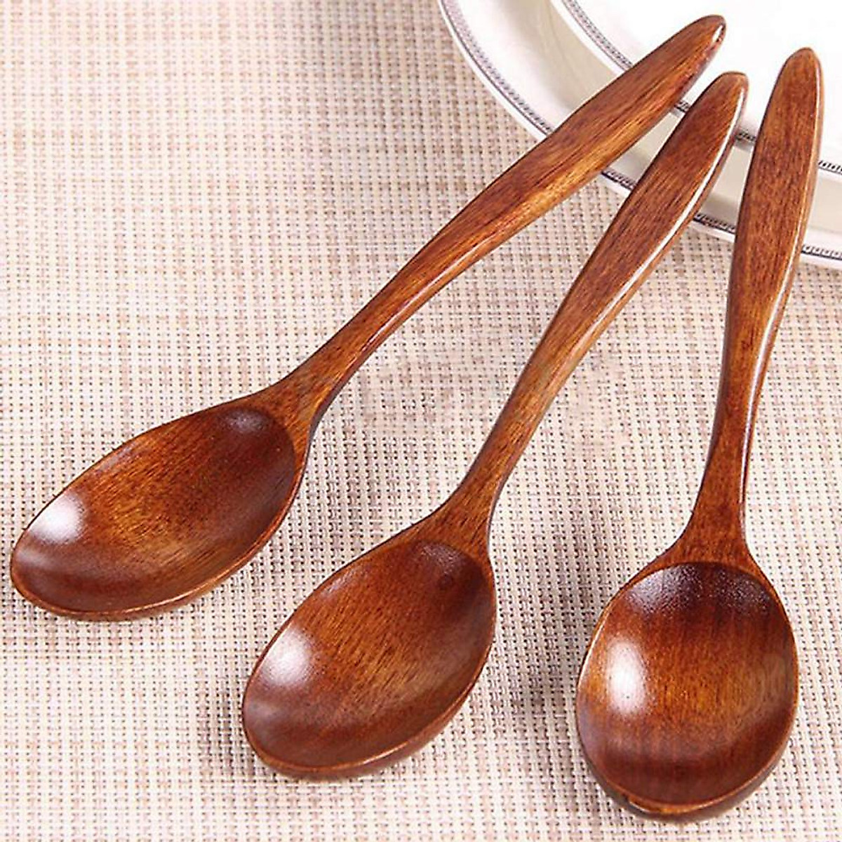 MOTZU 4 Pieces Jujube Wooden Spoons, 2 Pieces Jujube Wooden Bowls, Wood Flatware Cutlery, Tableware Eating Utensils, Grain/Natural Snack Bowl Serving Dish Food Container Tableware Bowl Spoon