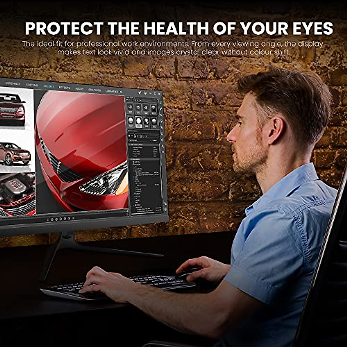 CRUA 27 inch Monitor, 1440P QHD IPS Computer Monitor, 60HZ 100% sRGB, with freesync, Low Motion Blur, Eye Care, HDMI, Dp Port-Support VESA-Black