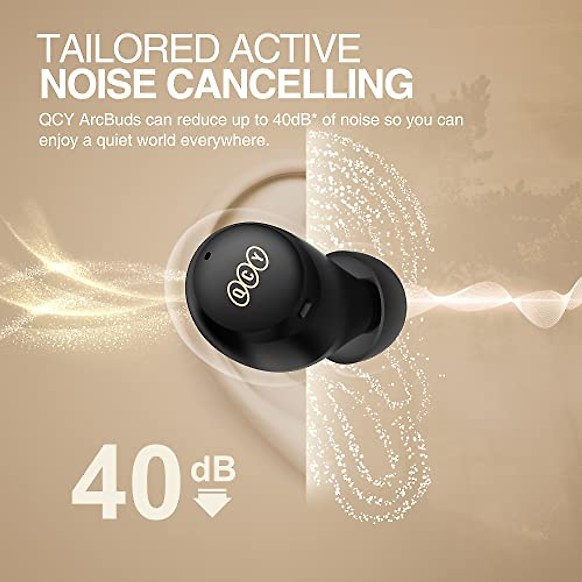 QCY HT07 Multi-Mode Active Noise Cancelling Wireless Earbuds, AI-Enhanced Calls Bluetooth Headphones with 6 Mics, Anti-Wind Noise, Transparency, App for Custom EQ, 32H Playtime, Bluetooth 5.2