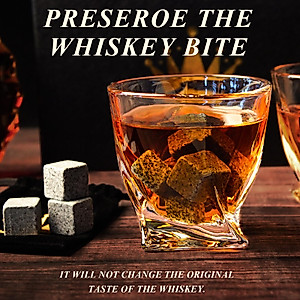 Almagic Whiskey Glasses Set of 2 (12oz), with Whiskey Stones and Velvet Bag, Birthday Day Gifts, Retirement Gifts, for Bourbon Tennessee Irish Scotch Whiskey Cocktail