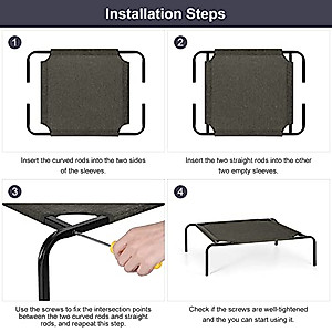 OYEAL Elevated Dog Cat Bed Small Dog Cot Indoor Outdoor Cooling Dog Cat Bed Portable Pet Cot for Small Dogs Cats Puppy, Dark