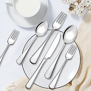 CACASO 20 Piece Silverware Set,Stainless Steel Flatware Set,Flatware Cutlery Set,Utensil Set Service for 4,Tableware Set for Home Kitchen,Include Knife Fork Spoon,Mirror Polished,Dishwasher Safe