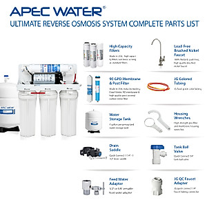 APEC Water Systems RO-PUMP-120V Top Tier Ultra Safe Reverse Osmosis Drinking Water Filtration System with US Made Booster Pump
