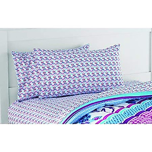 Mainstay Kids' Coordinated Bed in a Bag Includes Comforter, Pillow sham(s), Flat Sheet, Fitted Sheet, Pillow case(s), (Twin, Purple Butterfly Bed)