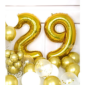 AULE 40 Inch Large 29 Balloon Numbers Gold, Big Foil Number Balloons, Giant Helium Happy 29th Birthday Party Decorations for Man and Women, Huge Mylar 92 Anniversary Party Supplies