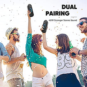 Bluetooth Speakers,MusiBaby M33 Speaker,IPX7 Waterproof Bluetooth Speaker,Speakers Bluetooth Wireless,Portable Speaker with Stereo Sound,Extra Bass,24HRs Playtime for Indoor/Outdoor-Blk