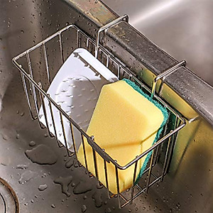 THETIS Homes Sponge Holder for Kitchen Skin, Stainless Steel Kitchen Skin Caddy, Durable & Rustproof Dishwashing Liquid Drainer, Dish Draining Skin Basket