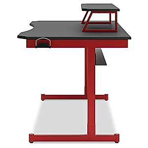 Signature Design by Ashley Lynxtyn Contemporary 63" Home Office Desk with Raised Monitor Stand, Red & Black