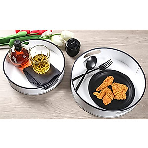 Decorative Coffee Table Tray,Galvanized Round Serving Tray for Living Room, Round Metal Tray for Ottoman or Side Table, Charcuterie Board or Cheese Platter,Set of 2 Countertop Fruit Tray Baskets