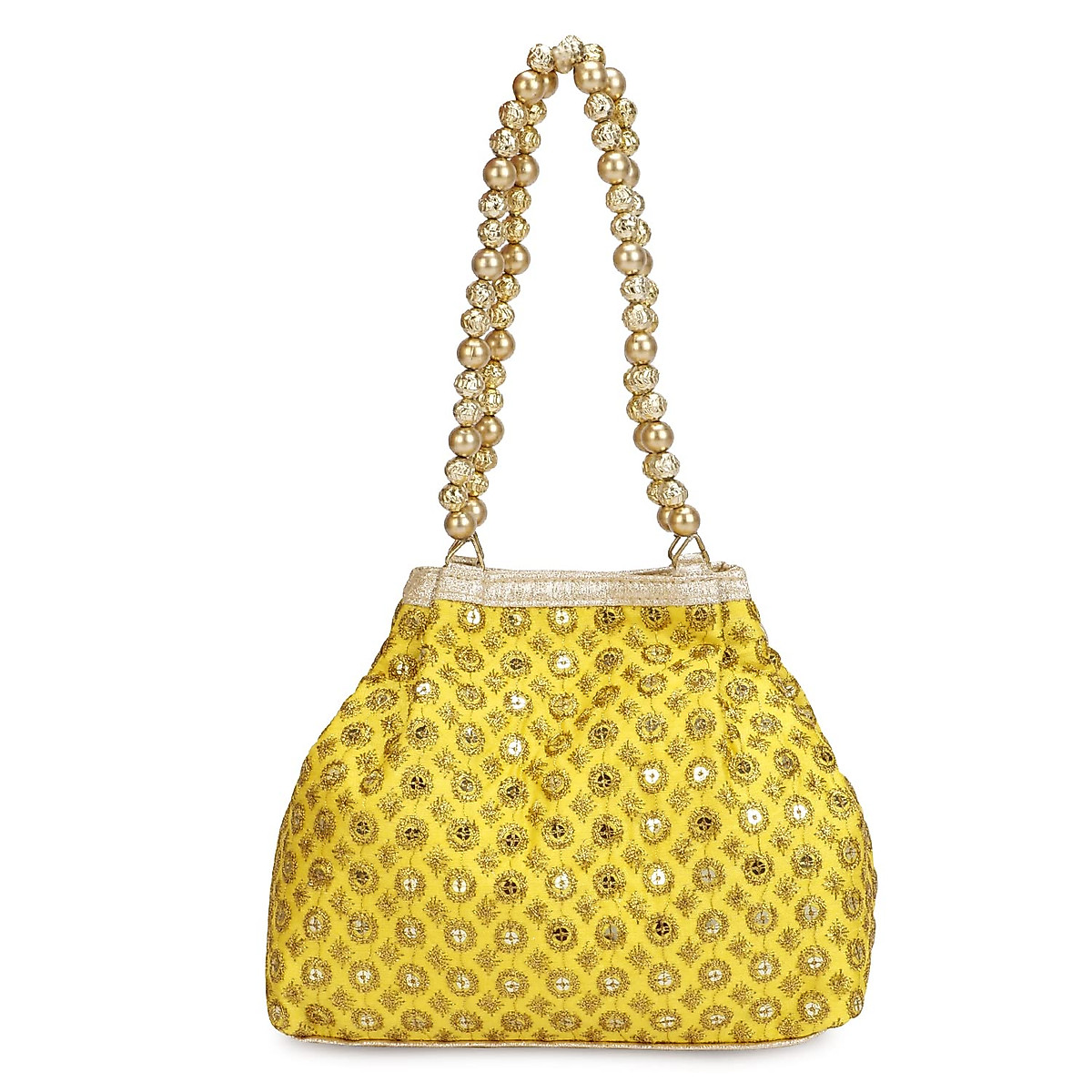 LONGING TO BUY Women's Potli Bags & Wristlets Clutch for Wedding, Potli for Gift (Yellow-1)