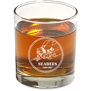 Seabees Whiskey Glass (Set of Two) – Seabees Engraved Exquisite Whiskey Glass - Gifts for Whiskey Lovers - Seabees Present for Retirement, Graduation, Birthday – Seabees Home Décor