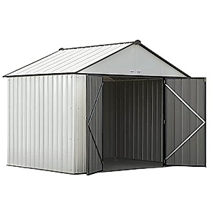 Arrow 10' x 8' EZEE Shed Cream with Charcoal Trim Extra High Gable Steel Storage Shed