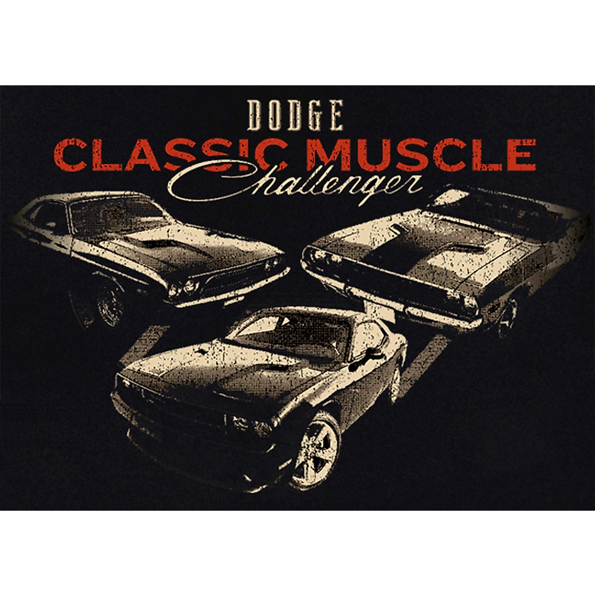 JH DESIGN GROUP Men's Dodge Challenger T-Shirt Classic Muscle Short Sleeve Shirt (X-Large, Black)